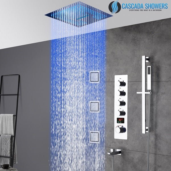 Cascada 16" LED Shower: Sound, Light, 4 Modes – Cascada Showers