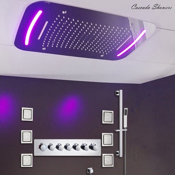 17"x28" Recessed Waterfall LED Shower System Stainless Steel – Cascada ...