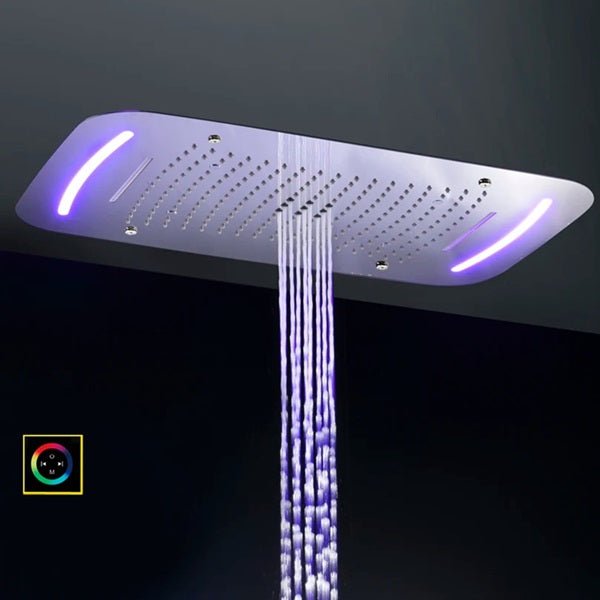 Luxurious recessed waterfall & rainfall LED shower system and Sliding ...
