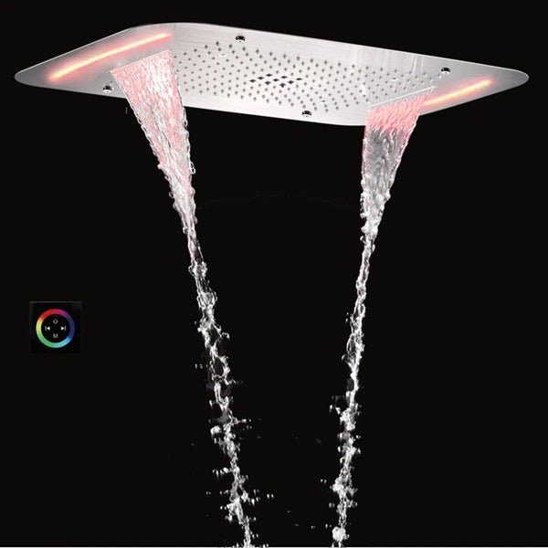 Luxurious recessed waterfall & rainfall LED shower system and Sliding ...
