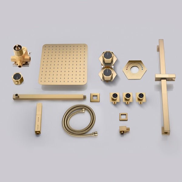Cascada Barcelona 12" Brushed Gold Rain Shower Set – Cascada Showers
