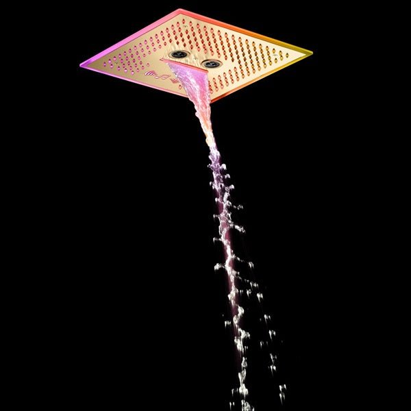 Cascada's Davos 16" Brushed Gold LED Music Shower System – Cascada Showers