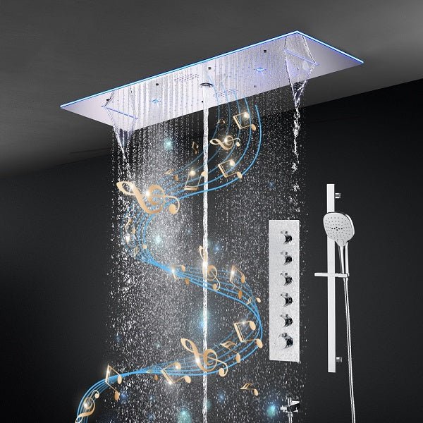 Cascada 12" x 36" LED Shower System | Rainfall Waterfall Hand Shower ...
