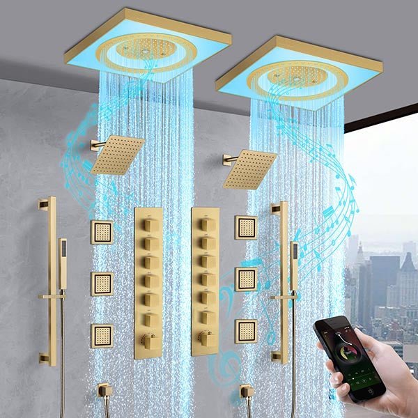 LED Music Shower System with Dual Showerheads – Cascada Showers