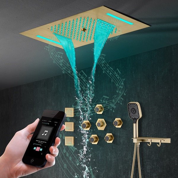 Positano 15x23 LED Music Shower System - Stainless Steel – Cascada Showers