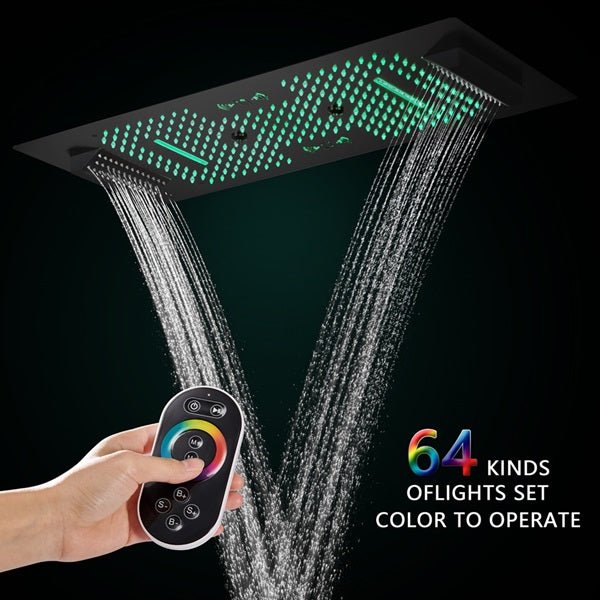 Verona 16"x36" Bluetooth Matte Black LED Shower Set | Cascada Showers