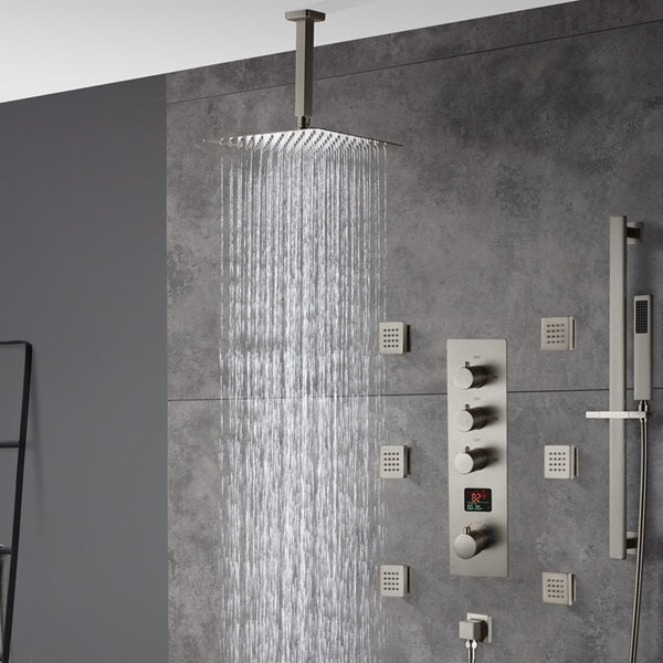 Brush Nickel 10" Thermostatic LCD Display Shower System – Cascada Showers