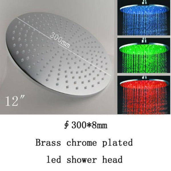 12" Round Rainfall LED Shower Head | Stainless Steel | Cascade Showers ...