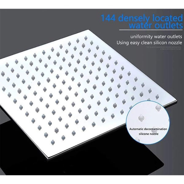 12" Luxury Wall Mounted Square LED Shower head Set – Cascada Showers