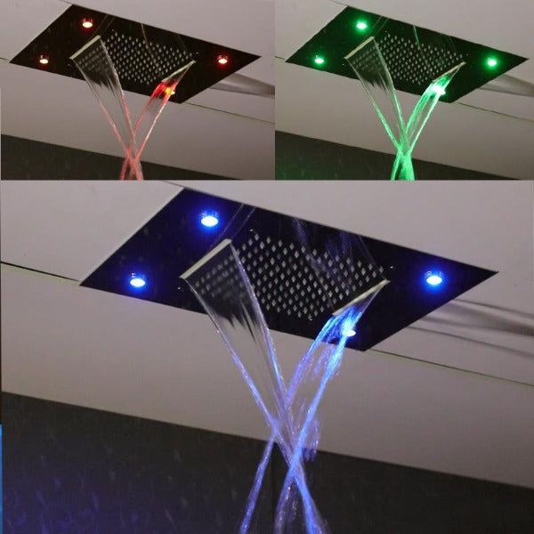 14"x20" Recessed LED Rainfall & Waterfall Shower Head – Cascada Showers