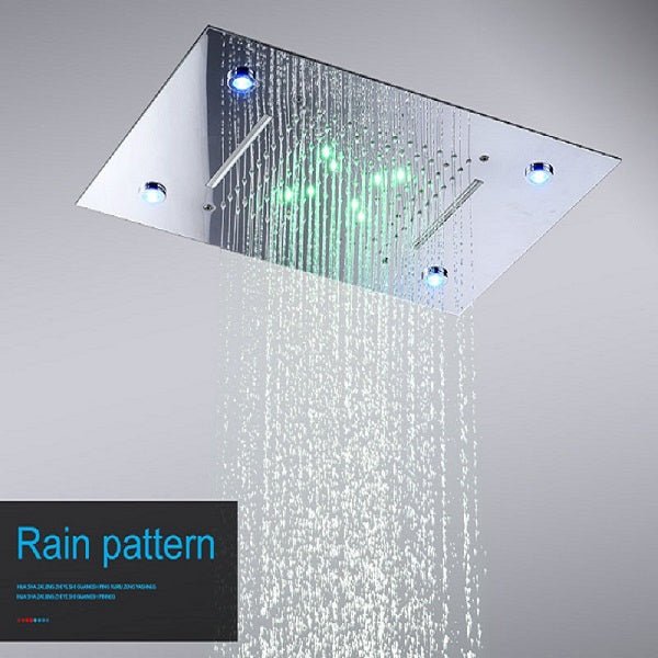 14"x20" LED Shower System With 3-Way Thermostatic Valve (4 knobs ...