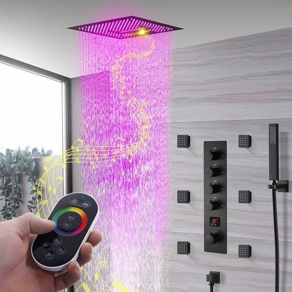 Cascada's Black 16" Siena Digital Rainfall LED Shower System – Cascada ...