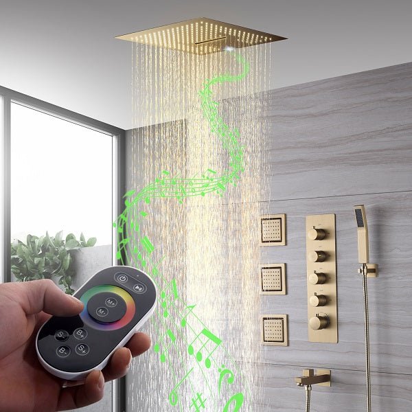 16" LED Music Cristallo Shower System with Bluetooth & 4 Functions ...