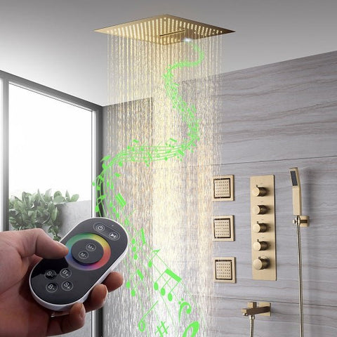 Cascada 16" Luxury LED Shower System: Music, Lights & Multi-Function ...