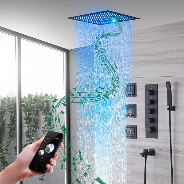 Square Cascada Luxury Cristallo LED Music shower – Cascada Showers