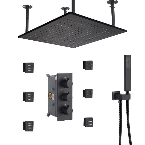 16” Square LED shower system with 3 knob thermostatic Valve – Cascada ...