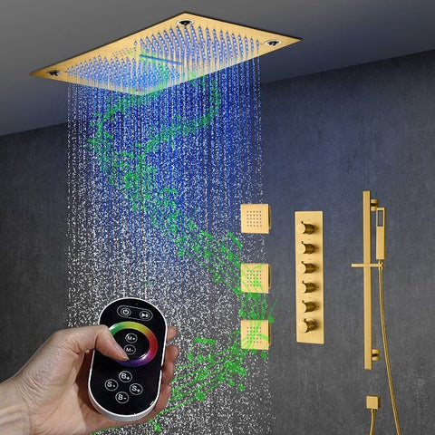 16”x28” Music LED shower system with built-in Bluetooth Speakers ...