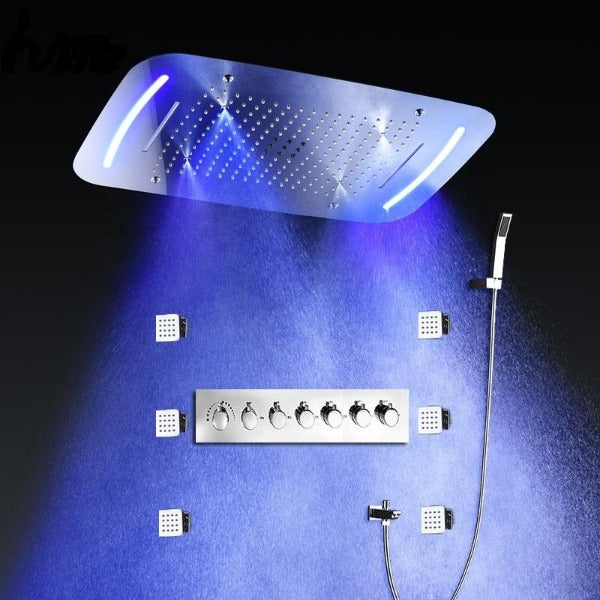 17x28'' Recessed Waterfall LED Shower System – 7 Modes – Cascada Showers