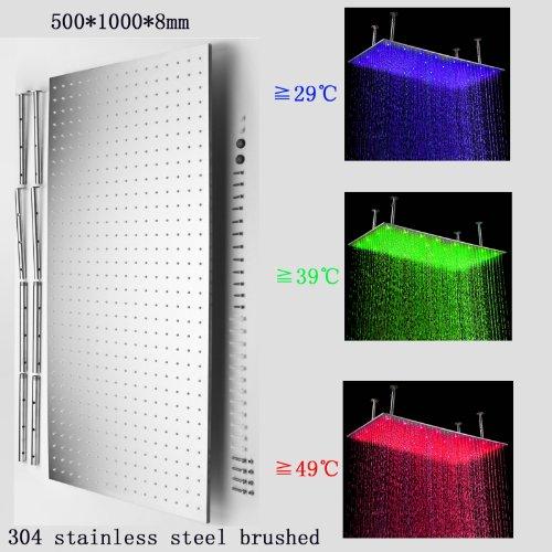 Buy Cascada 20x39 Luxury Large Rectangular LED Rain Shower Head ...