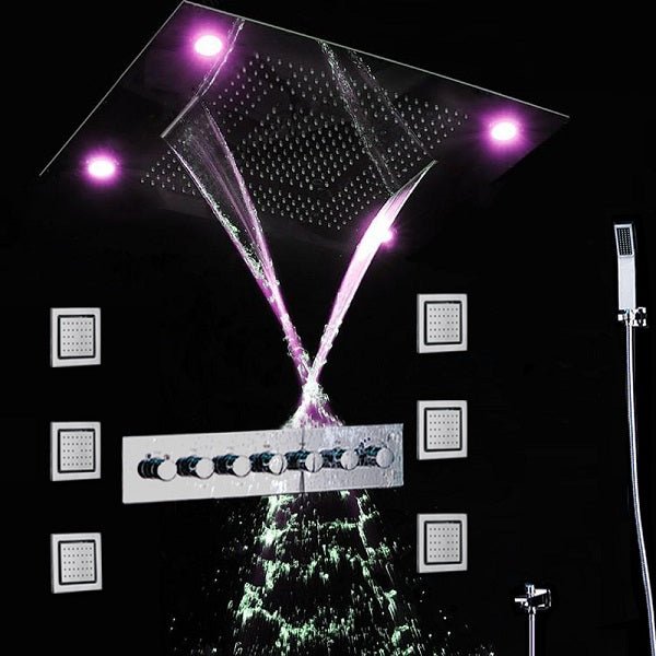 23"x31" Luxurious Classic Design recessed waterfall & rainfall LED sho ...