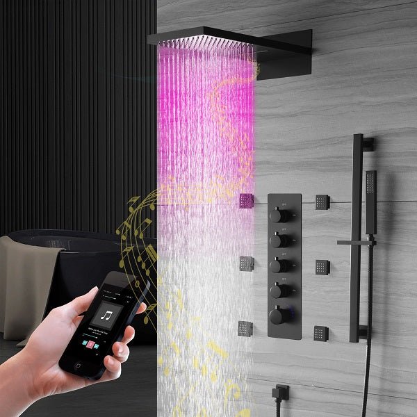 Capri 9"x22" Music LED Shower System | Cascada Showers