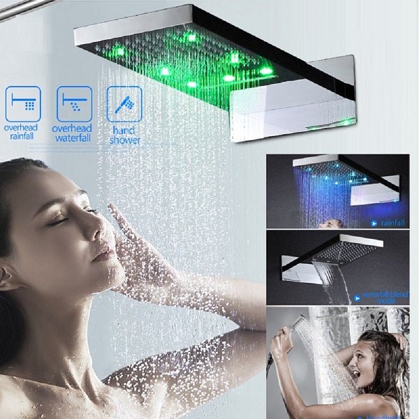 22" Automated LED Shower with 3 Way Thermostatic Valve – Cascada Showers