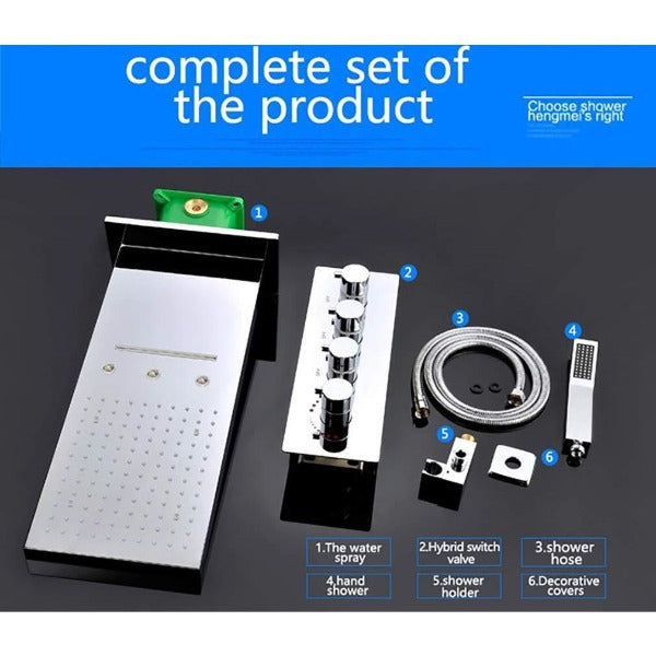 9"x22" Shower System With Automated LED Color Change – Cascada Showers