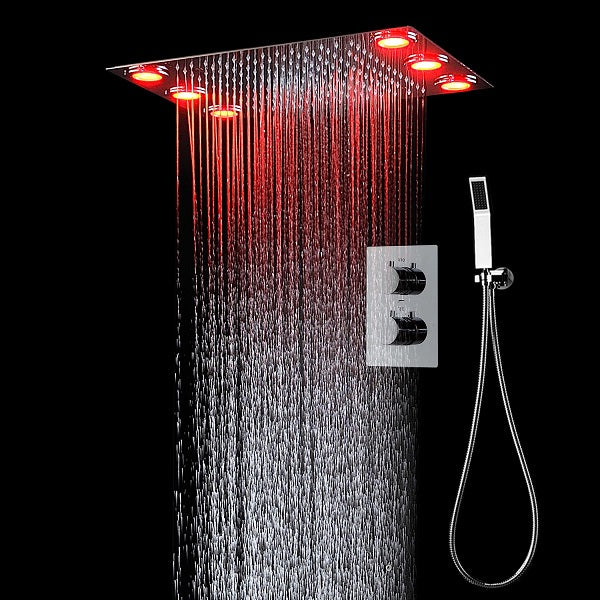 Cascada 14x20 Square LED Shower System Thermostatic Valve – Cascada Showers