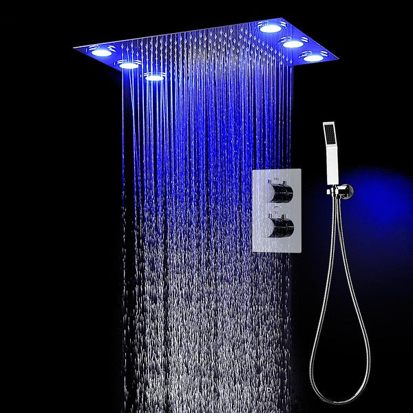 Cascada 14x20 Square LED Shower System Thermostatic Valve – Cascada Showers