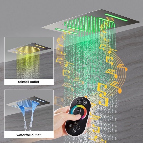 Cascada Luxury 15"x23" LED Shower System (Bluetooth, 5-Mode, LCD ...
