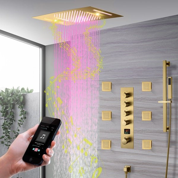 Cascada Digital Ceiling Mount Rainfall Waterfall LED Shower System ...