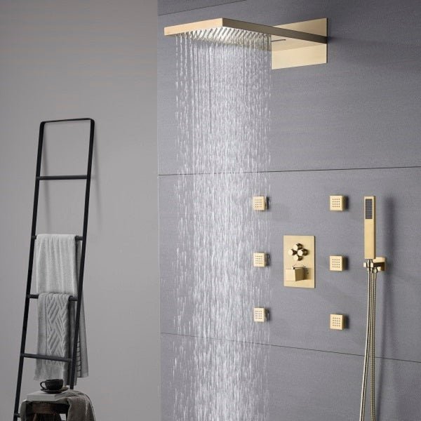 Cascada Anecy 9"x22" Brush Gold Shower System–Elegant Design – Cascada ...