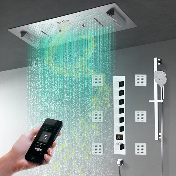 Genoa 16x36 Stainless Steel Music LED Digital Shower System – Cascada ...