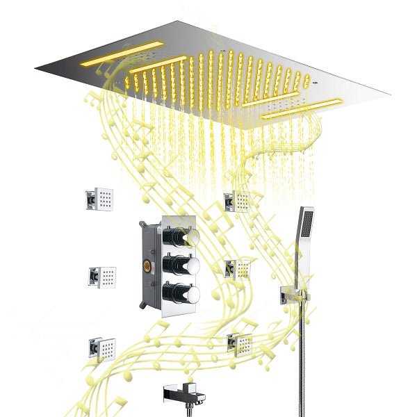 15”x23” Music LED shower system with built-in Bluetooth Speaker, 4 fun ...