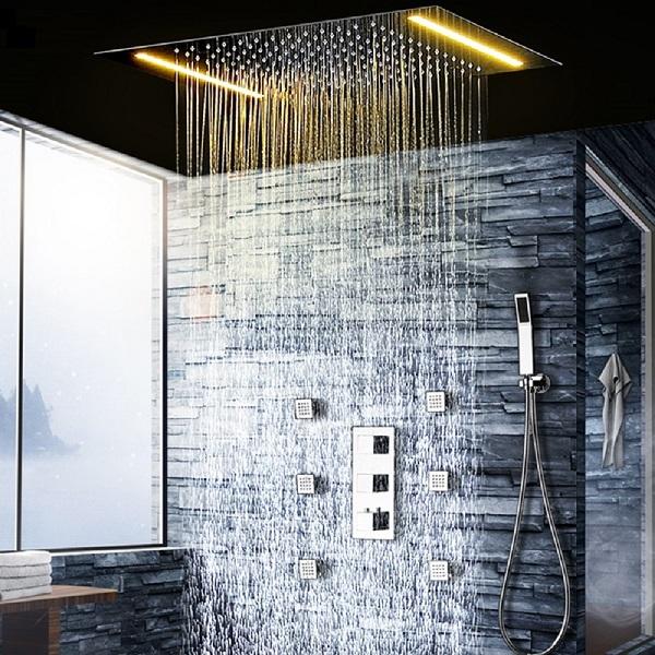 14x20” Luxury Thermostatic LED Shower System -Ceiling Mount – Cascada ...