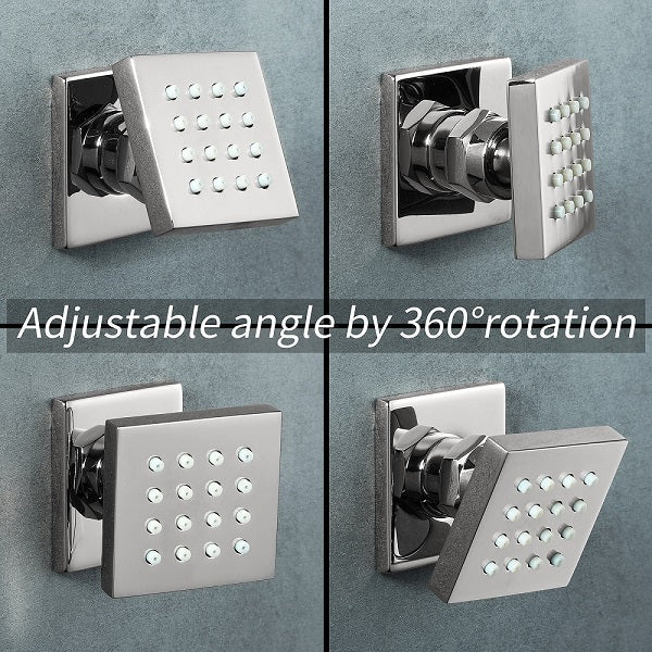 Modern 2-Square Body Spray Shower Jets with 16 Nozzles – Cascada Showers
