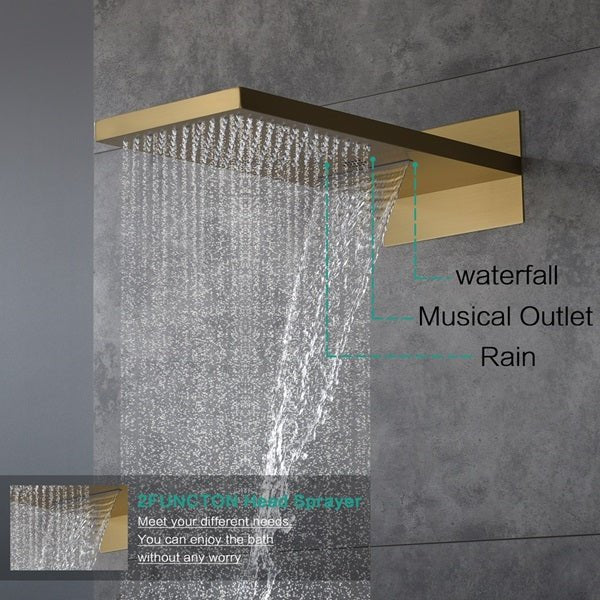 Naples LED Digital Music Shower System | brush Gold Finish – Cascada ...