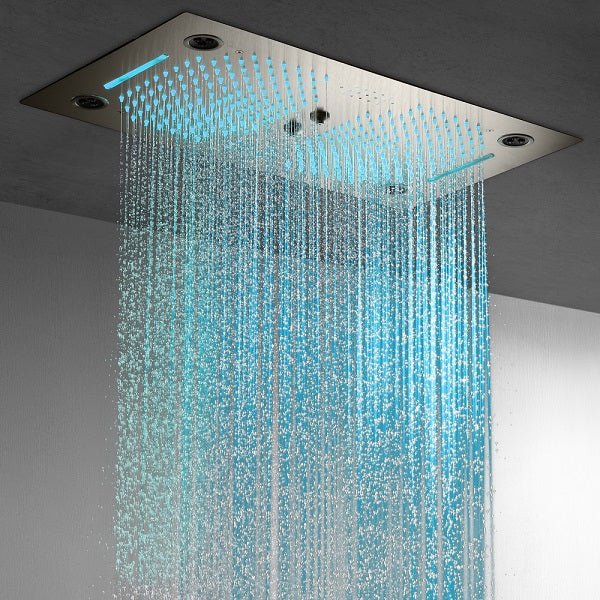 Pisa 16x28 Brushed Nickel Bluetooth LED Shower System – Cascada Showers