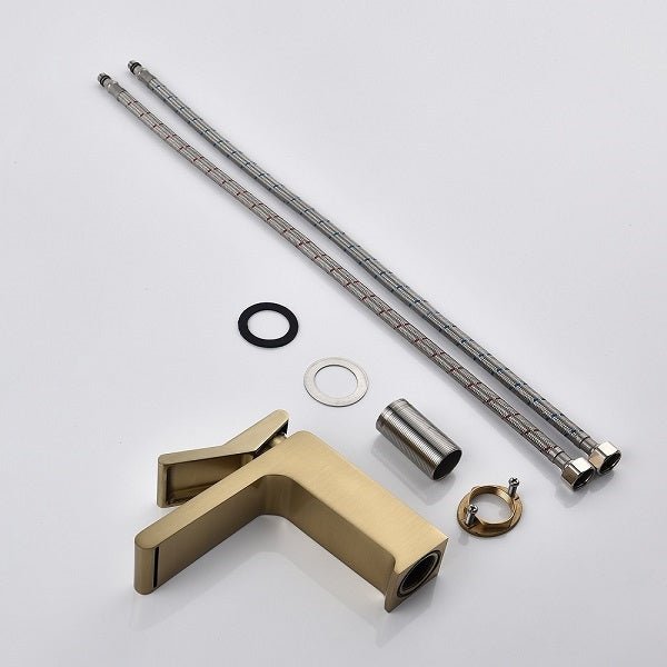 Brushed Gold Waterfall Sink Faucet | Single Handle Design – Cascada Showers