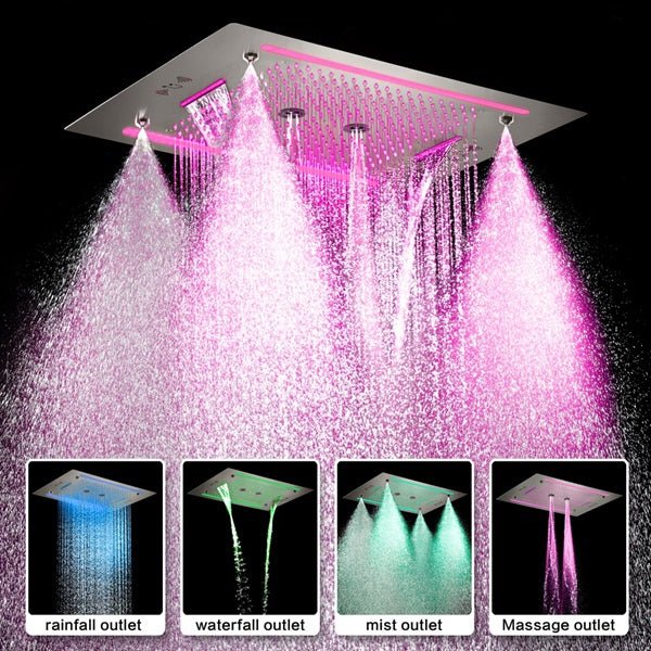 Venice 23x31 Brushed Nickel Bluetooth LED Shower System – Cascada Showers