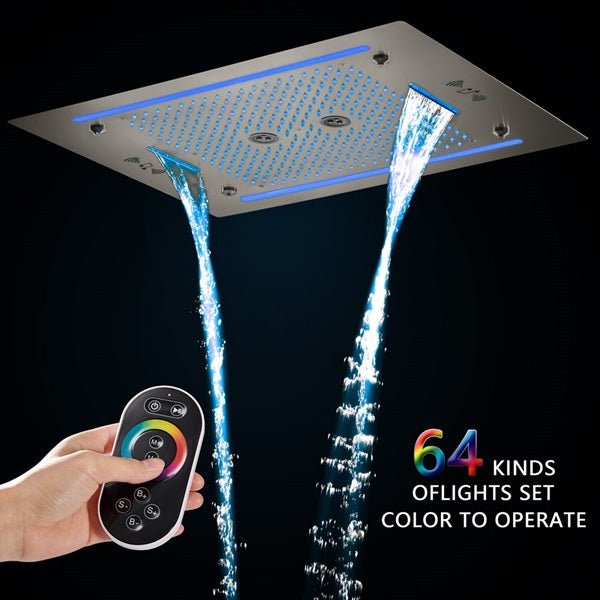 Venice 23x31 Brushed Nickel Bluetooth LED Shower System – Cascada Showers