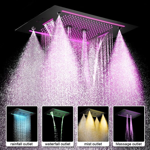 Venice 23x31 Matte Black Music LED Showerhead by Cascada – Cascada Showers