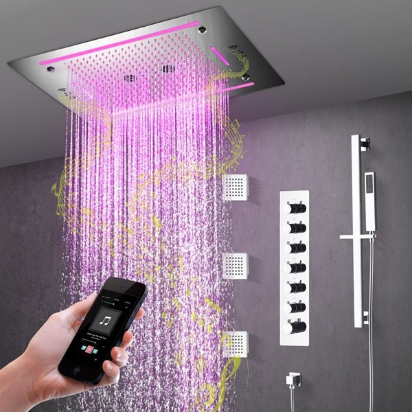 Venice 23x31 Music LED Shower System in Stainless Steel – Cascada Showers