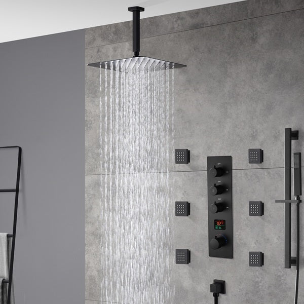 10" Black Thermostatic Digital Shower System | Cascada – Cascada Showers