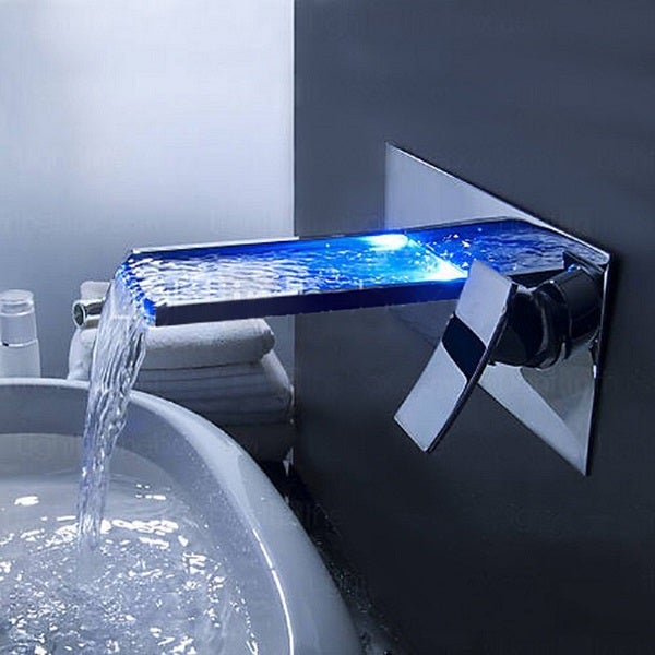 Modern Bathroom Upgrade: Cascada LED Waterfall Wall Mount Faucet ...