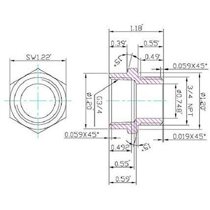 G Thread (Metric BSPP) Female to NPT Male Adapter - Lead Free (3/4" x ...