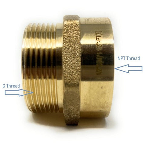 G Thread (Metric BSPP) Male to NPT Female Adapter - Lead-Free (1 1/2 ...
