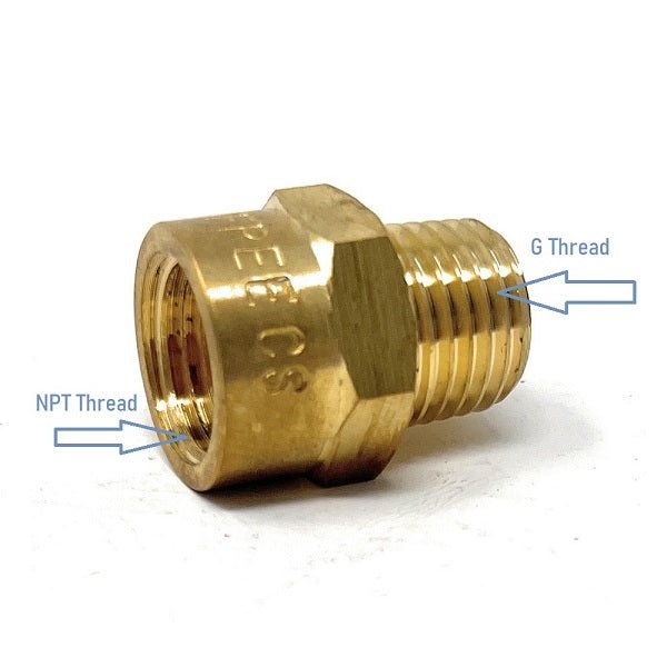 G Thread (Metric BSPP) Male to NPT Female Adapter - Lead-Free (1/4" x ...