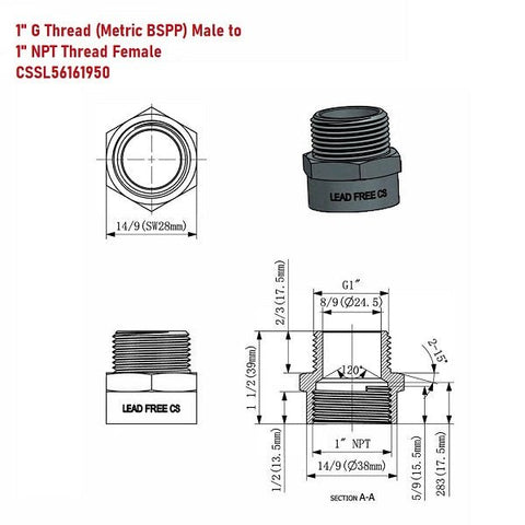 Lead-Free G Thread (Metric BSPP) Male to NPT Female Pipe Fitting Adapt ...