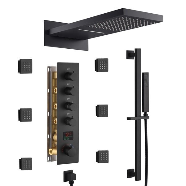 Naples LED Digital Music Shower System | Sleek Black Design – Cascada ...